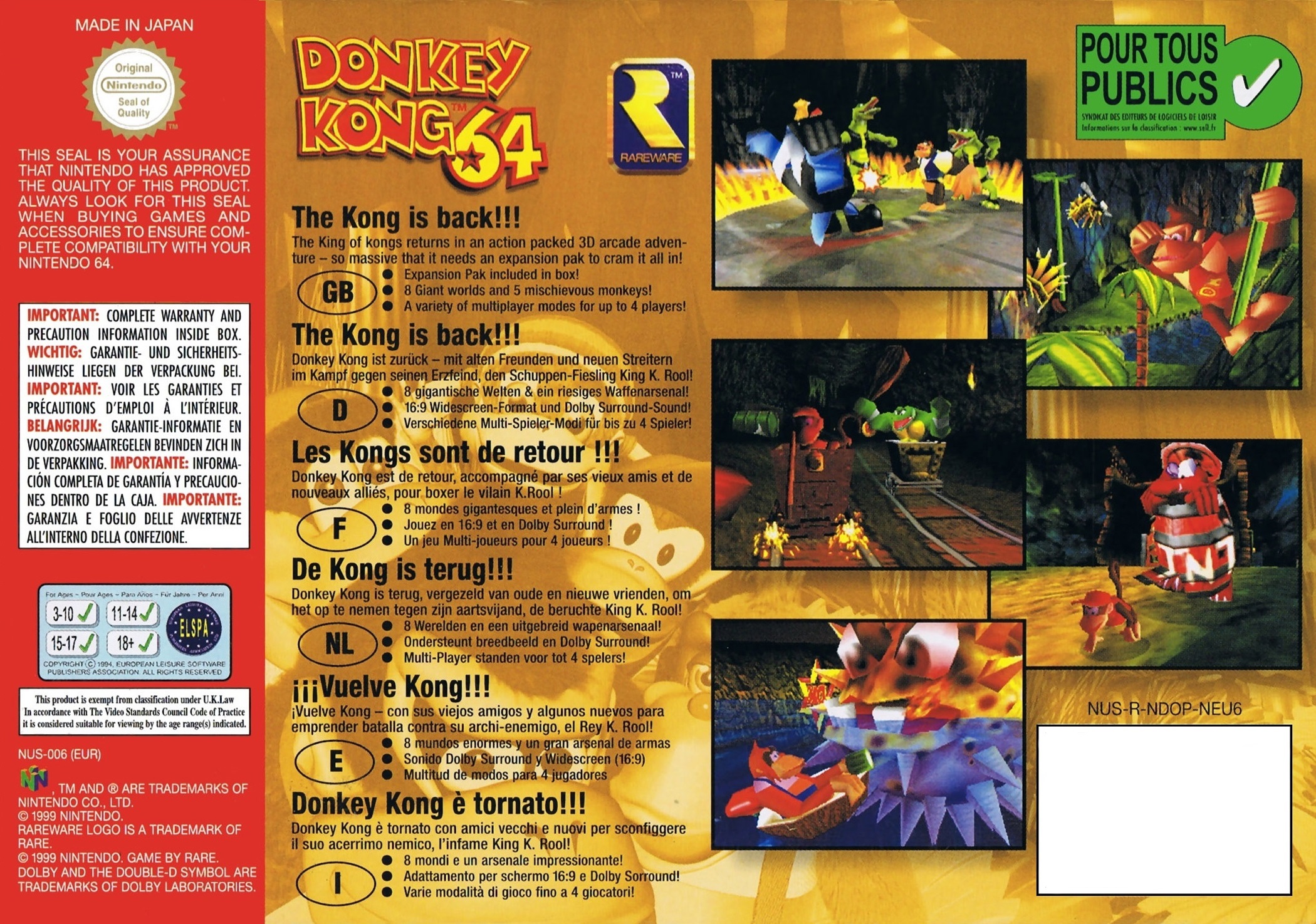 File:DK64 EU cover art back.jpg - Super Mario Wiki, the Mario encyclopedia