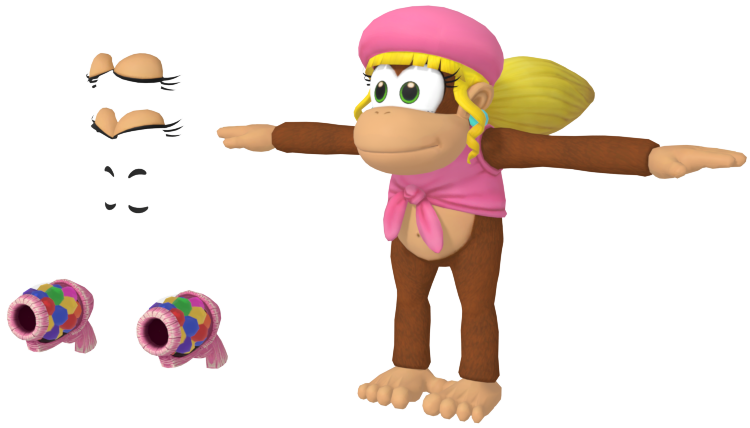 File:DKCTF Dixie Kong Model.png - Super Mario Wiki, the Mario encyclopedia