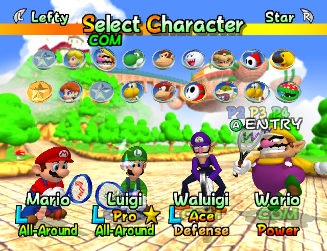 File:Mario Power Tennis - Character select.png - Super Mario Wiki, the ...