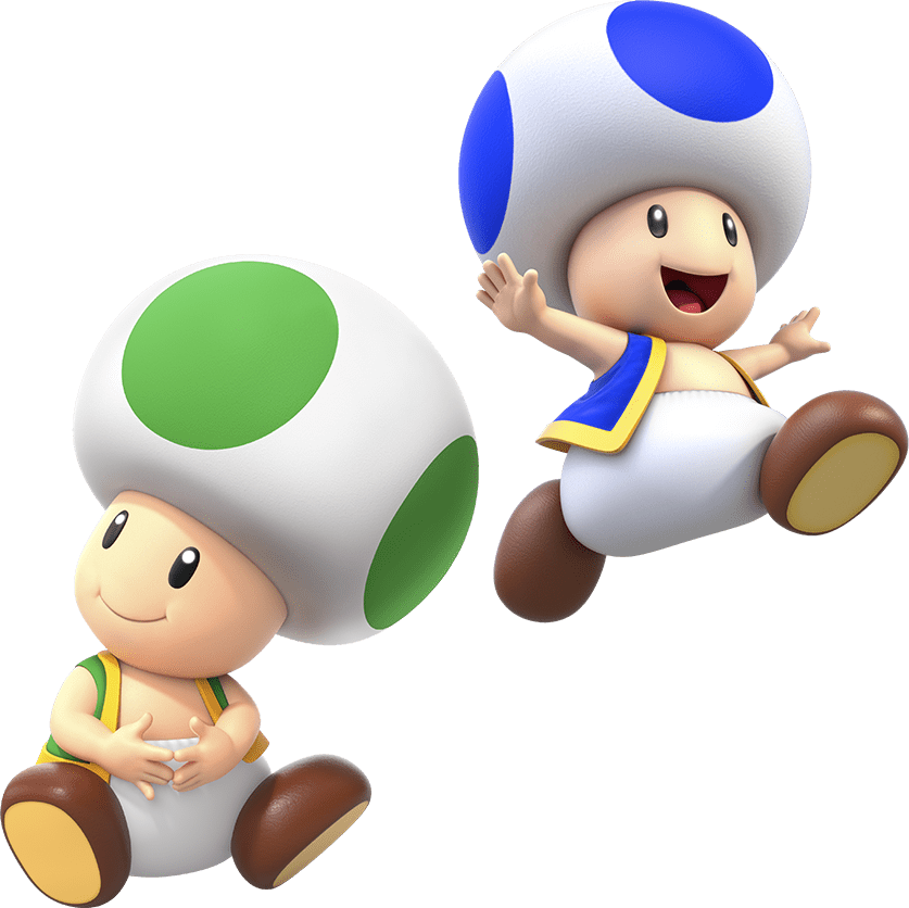 File:PN Green and Blue Toads.png - Super Mario Wiki, the Mario encyclopedia