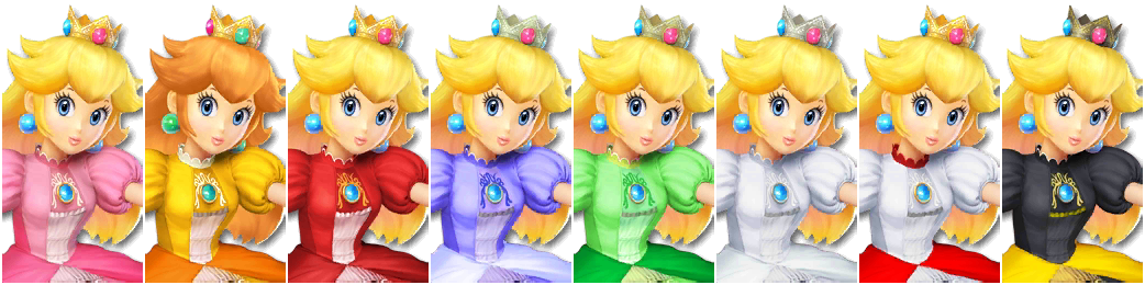 File:Peach SSB4 Recolors.png - Super Mario Wiki, the Mario encyclopedia