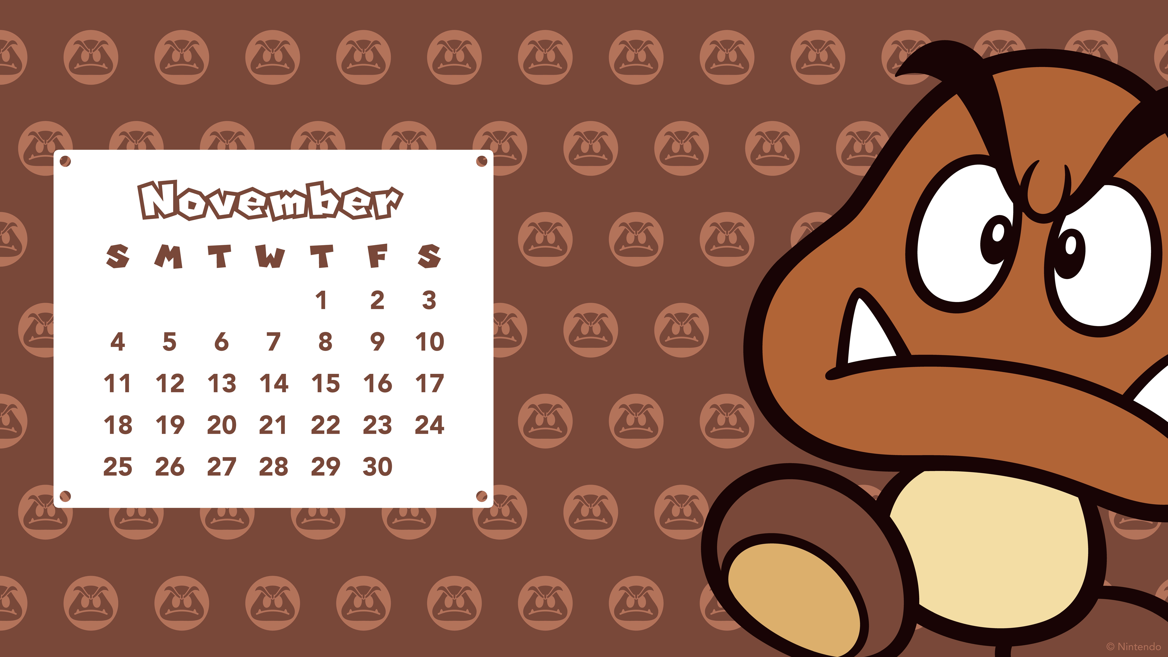 File:Goomba Nov Calendar Desktop.jpg - Super Mario Wiki, the Mario ...