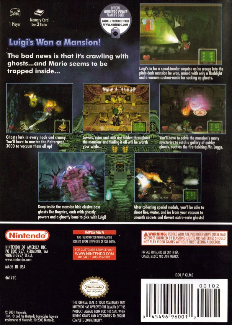 File:Luigi's Mansion GameCube Back Cover.png - Super Mario Wiki, the ...