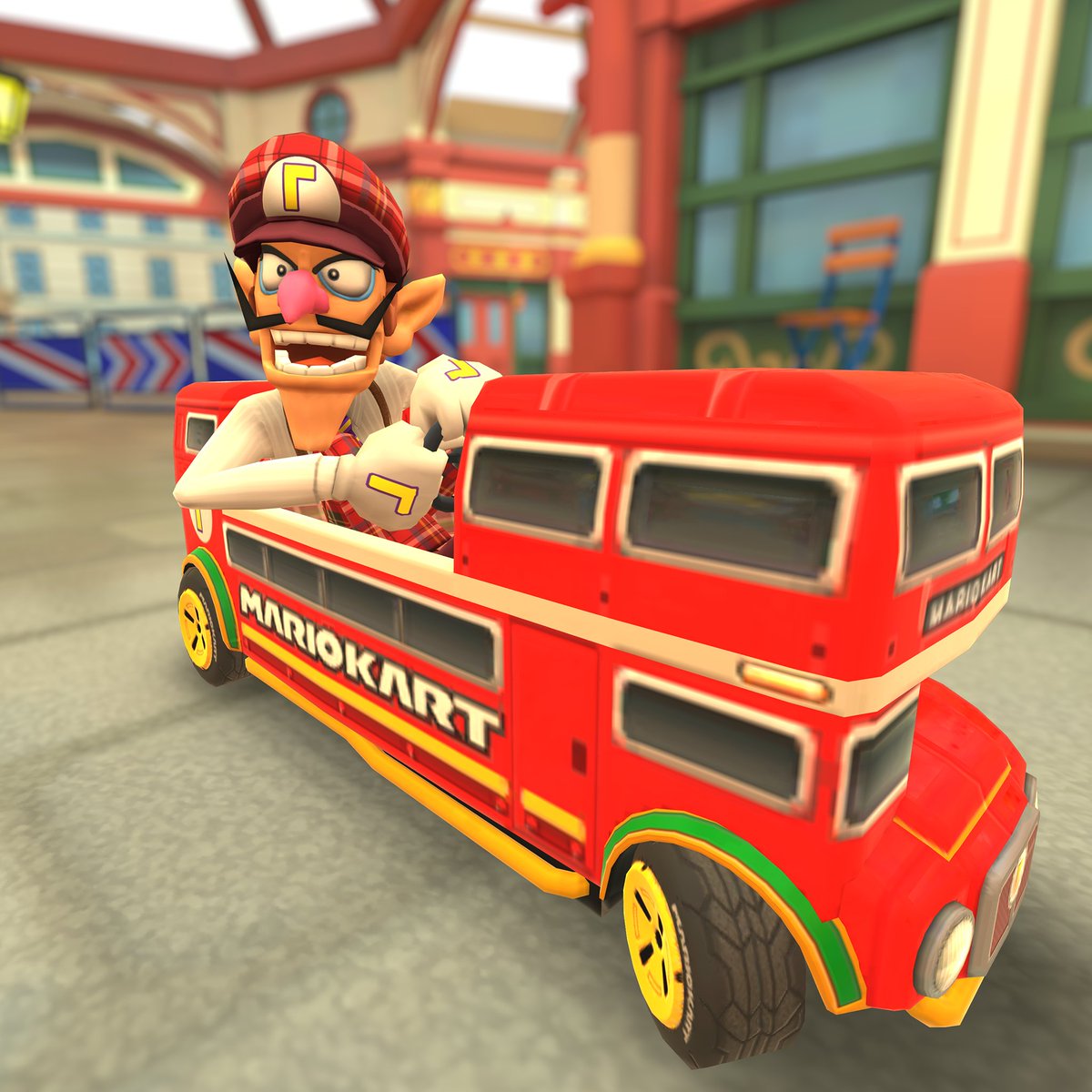 File:MKT Waluigi Bus Driver Double-Decker.jpg - Super Mario Wiki, the ...