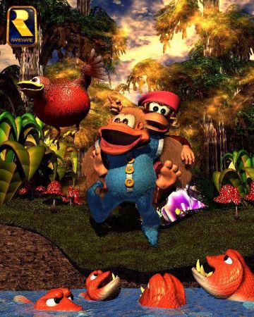 File:Riverbank DKC3 group art.jpg - Super Mario Wiki, the Mario ...