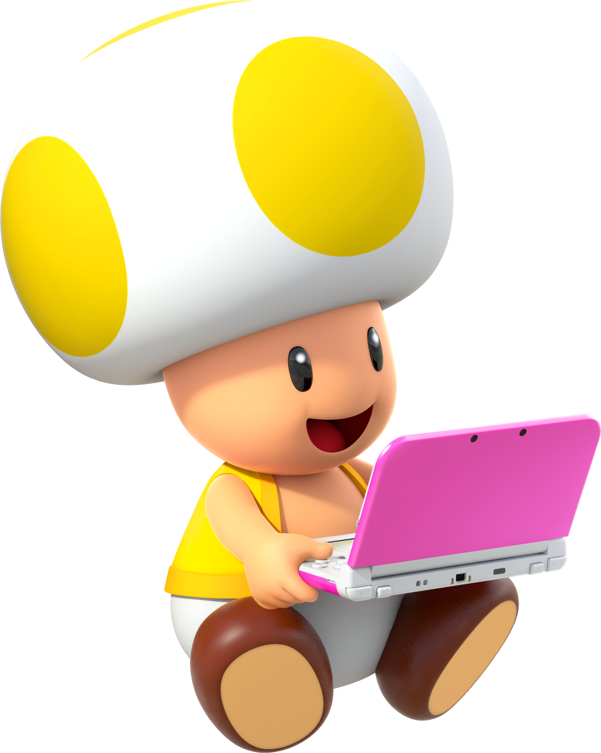 File:SMM3DS Yellow Toad plays 3DS Artwork.png - Super Mario Wiki, the ...