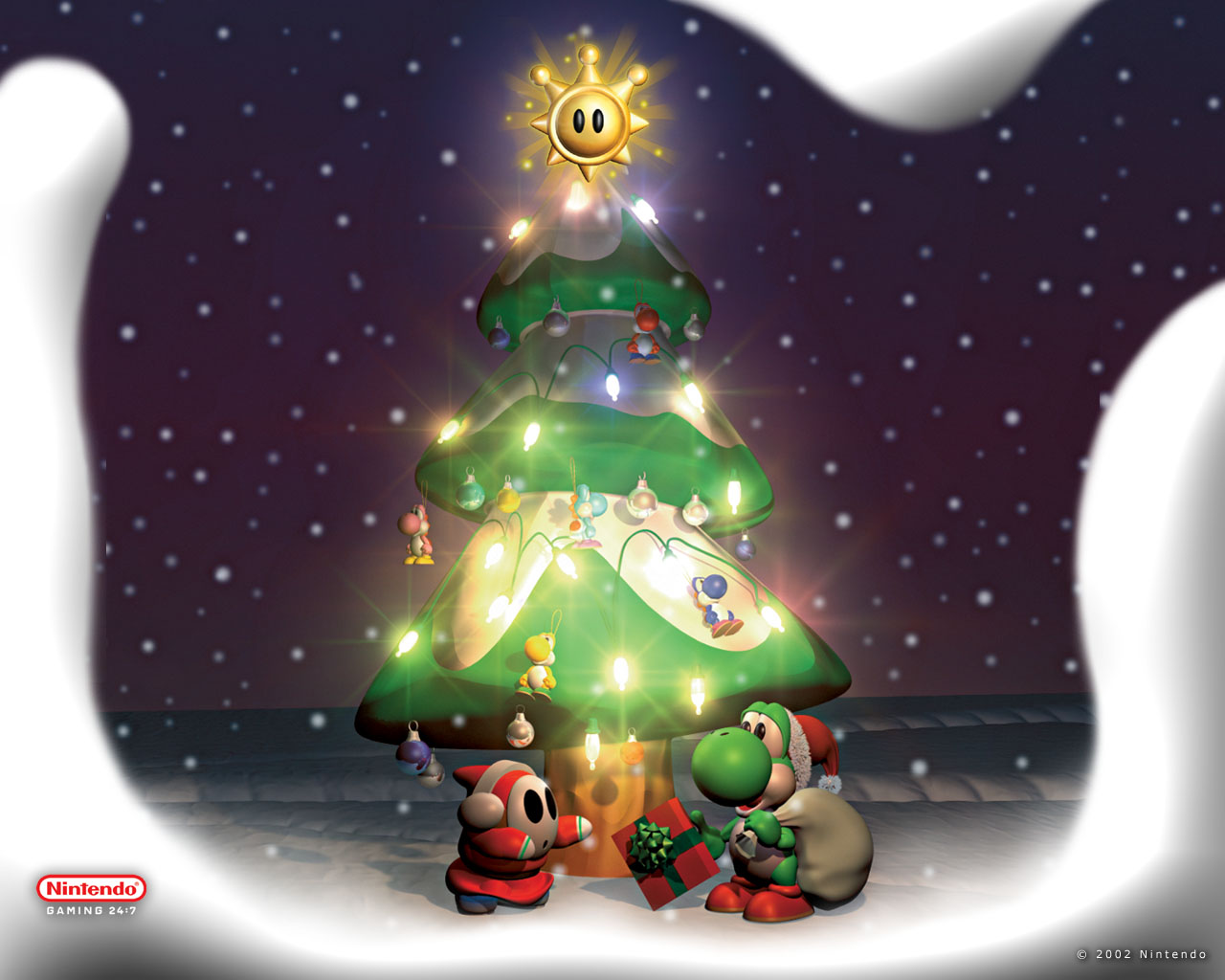 File:Yoshi and Shy Guy Christmas artwork.jpg - Super Mario Wiki, the ...