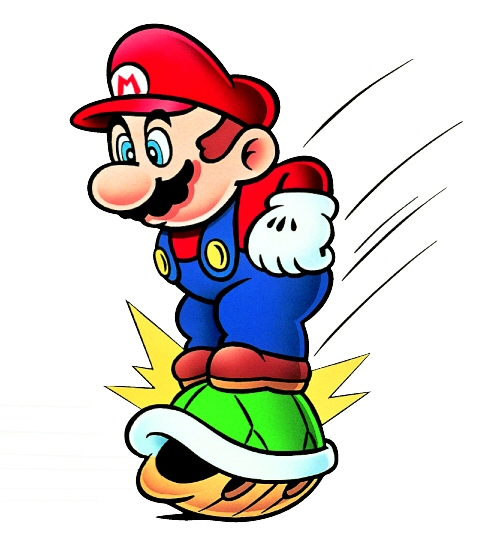 File:SMW Mario stomping on a Green Shell.jpg - Super Mario Wiki, the ...