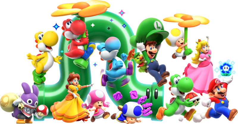 File:SMBW Cast Artwork.png - Super Mario Wiki, the Mario encyclopedia