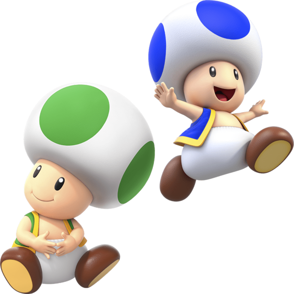 File:PN Green and Blue Toads.png - Super Mario Wiki, the Mario encyclopedia