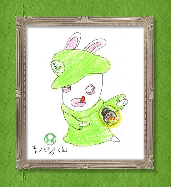 File:Kinopiokun Draw Rabbid Luigi.jpg - Super Mario Wiki, the Mario ...